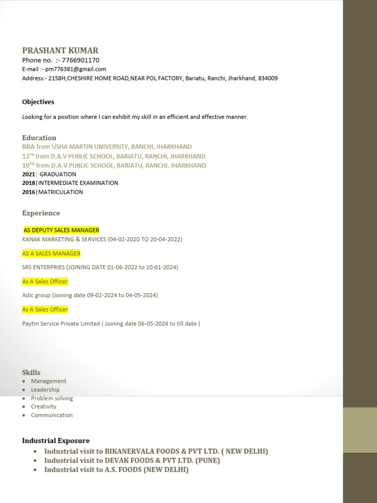 Prashant Kumar (Resume) | PDF