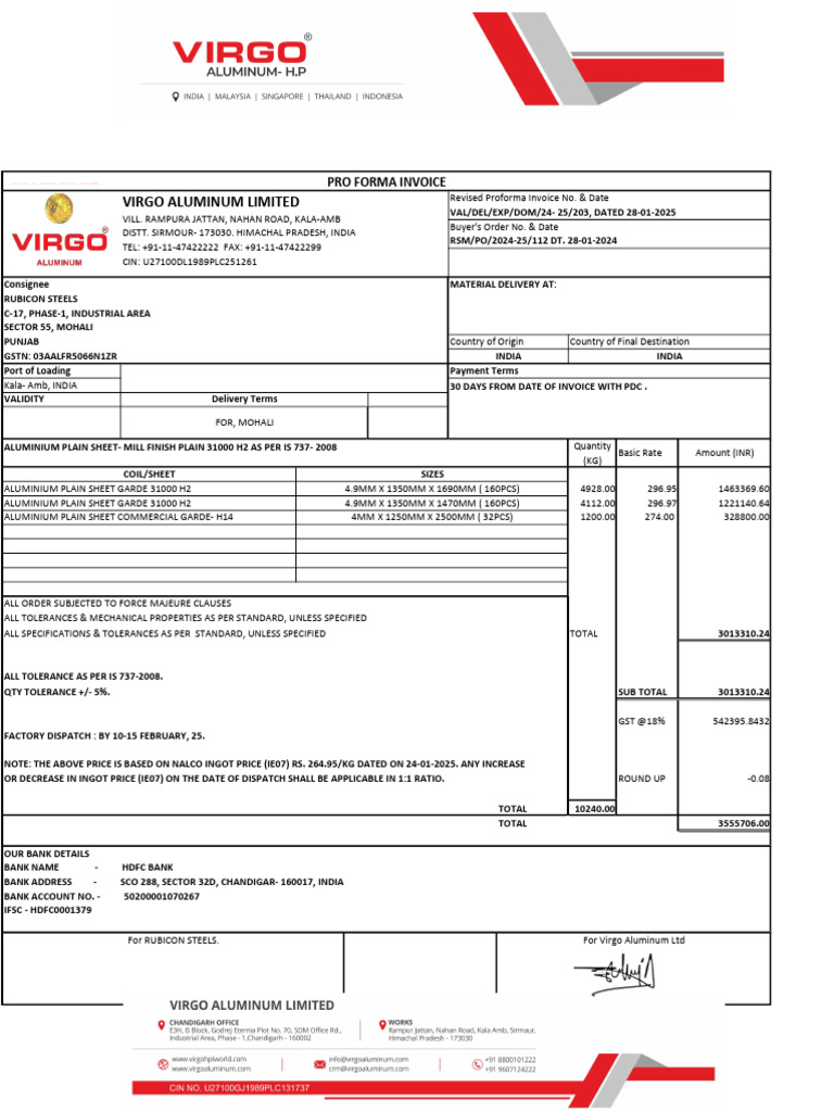 Proforma Invoice Format Online (To Get SL No. When To Submit) | PDF ...
