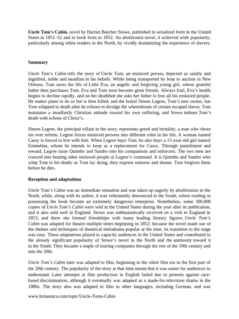 7 Uncle Tom's Cabin (Student's Copy) | PDF | Uncle Tom's Cabin ...