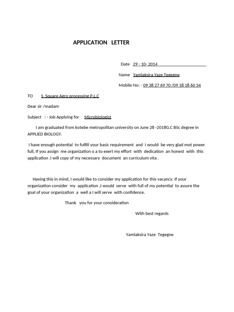 Application Letter | PDF