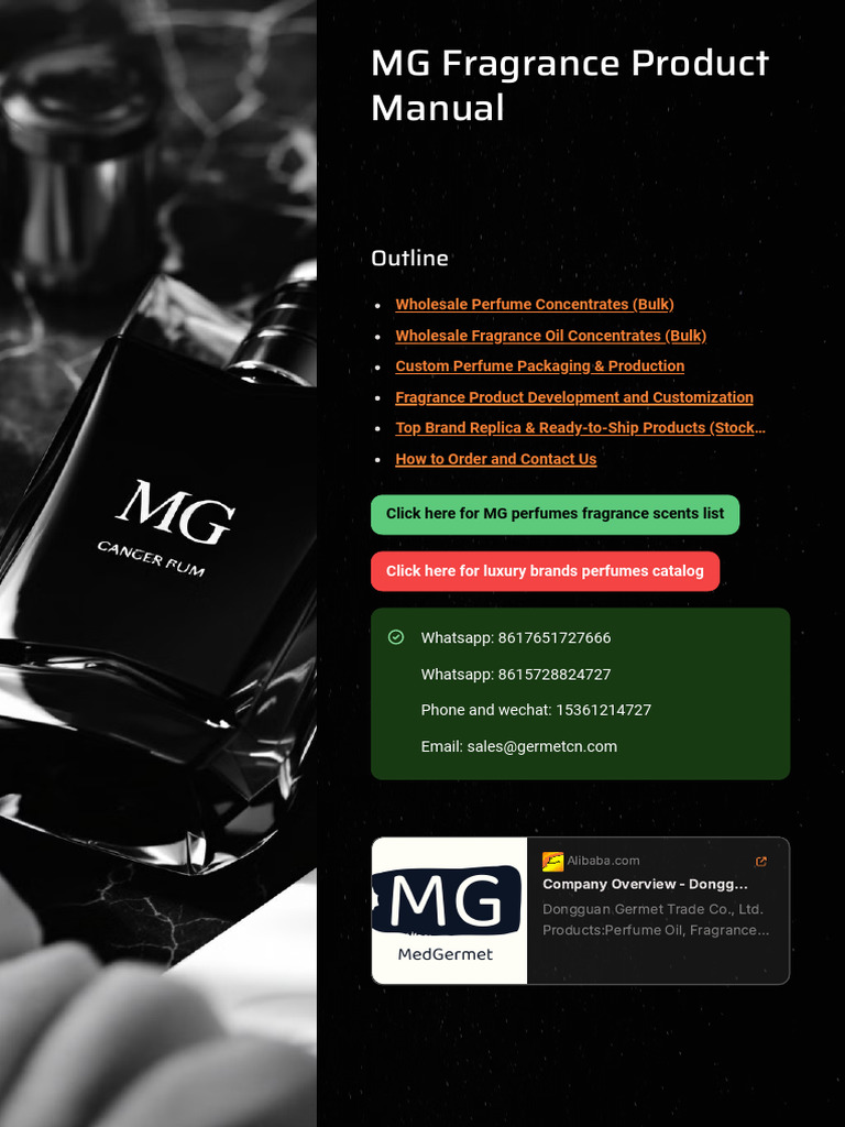 MG Fragrance Product Manual | PDF | Perfume | Brand