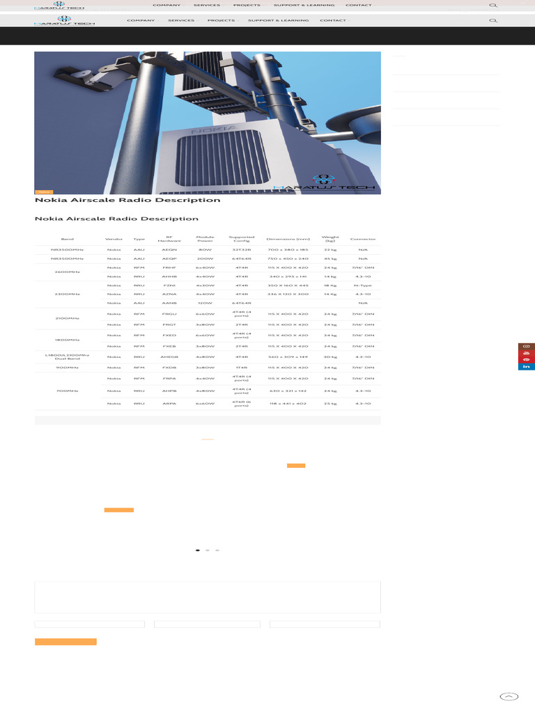 Nokia Airscale Radio Specifications | PDF | Mobile Phones | Nokia