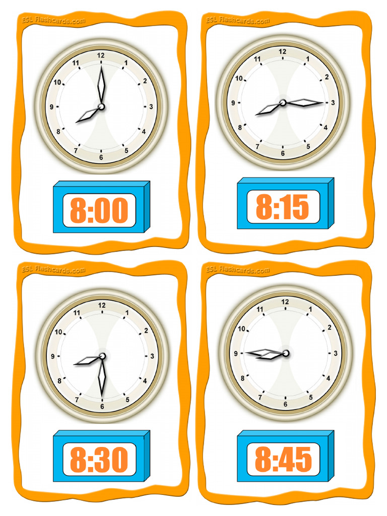 Kids 3 Uni 6 Flashcards Telling The Time | PDF