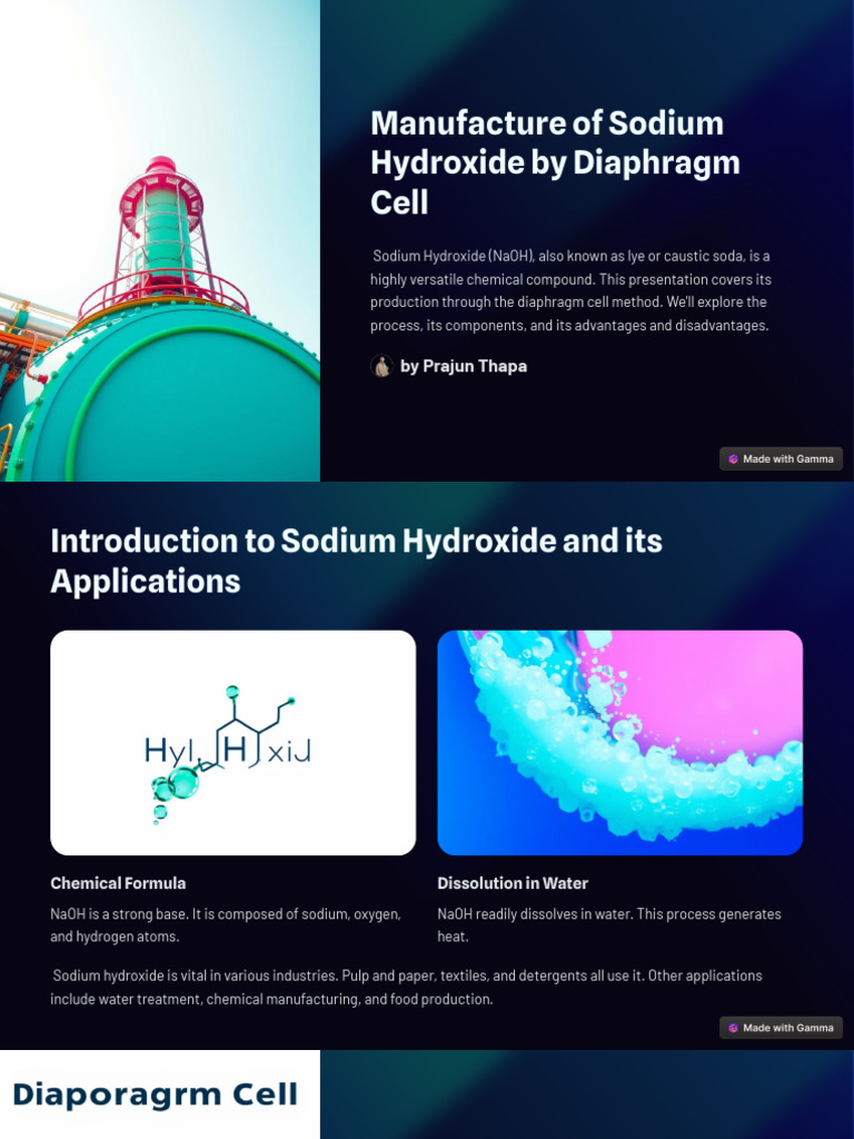 Sodium Hydroxide Production via Diaphragm Cell | PDF | Sodium Hydroxide ...