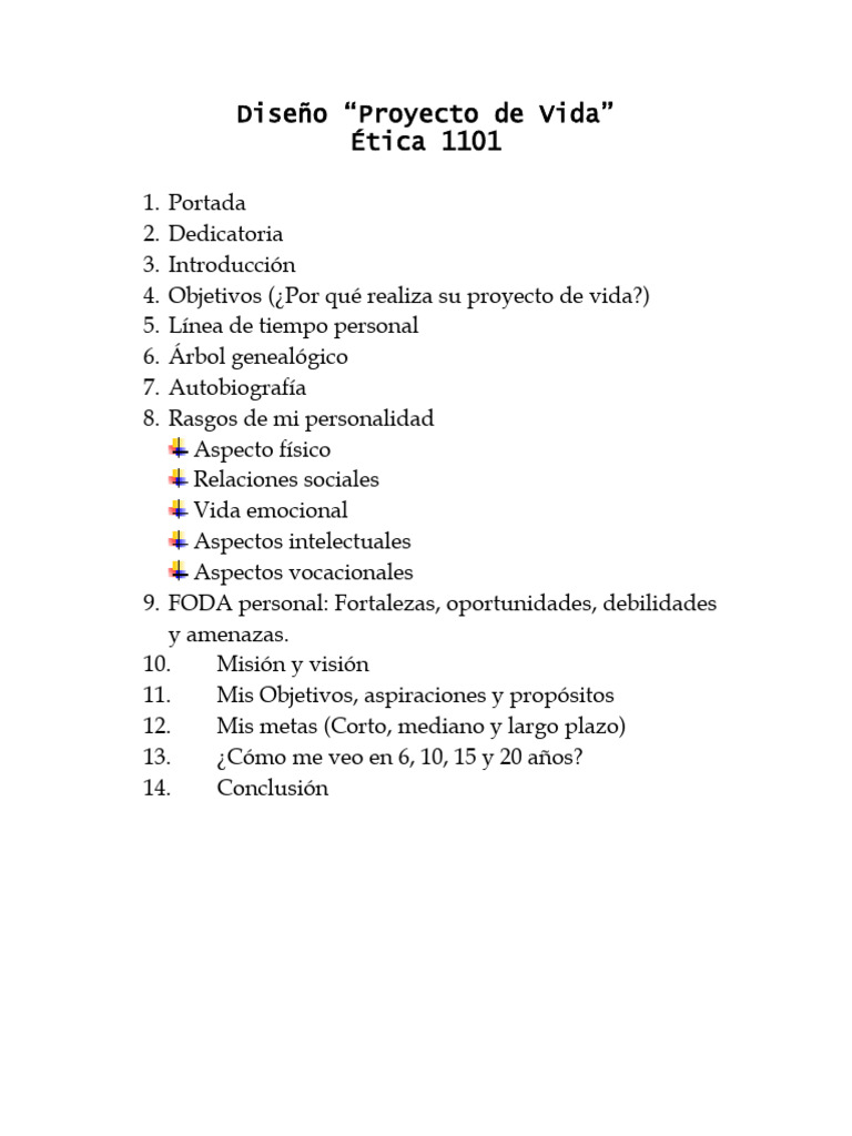 Pasos proyecto de vida | PDF