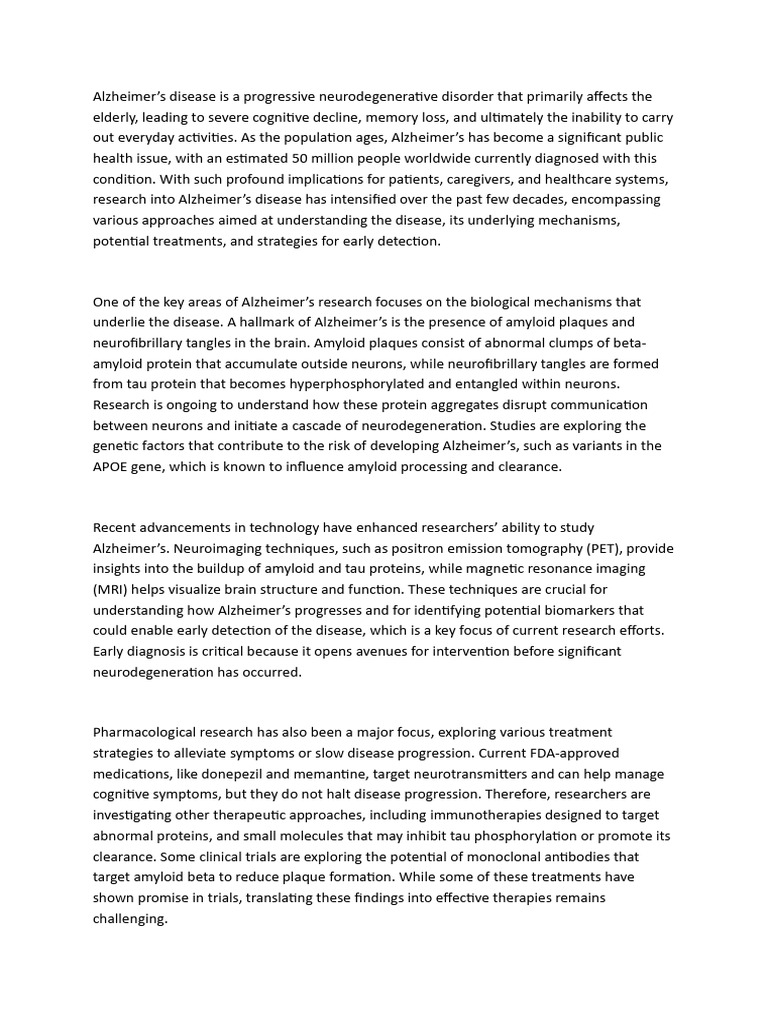 Advances in Alzheimer's Research and Care | PDF | Alzheimer's Disease ...