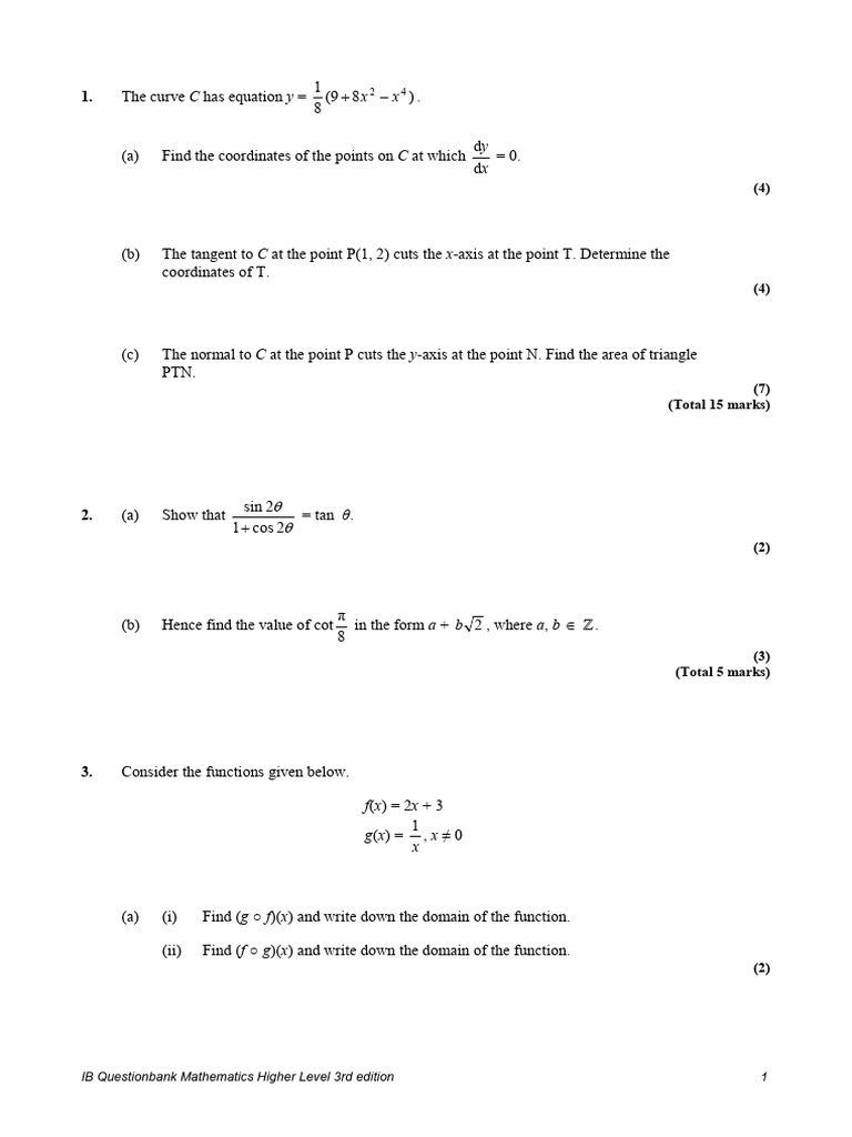 AA HL Exam Practice (21.09.24) | PDF | Trigonometric Functions ...