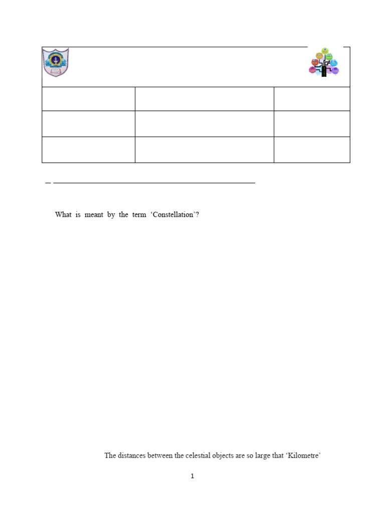 Class 8 Worksheet: Stars & Solar System | PDF | Planets | Solar System