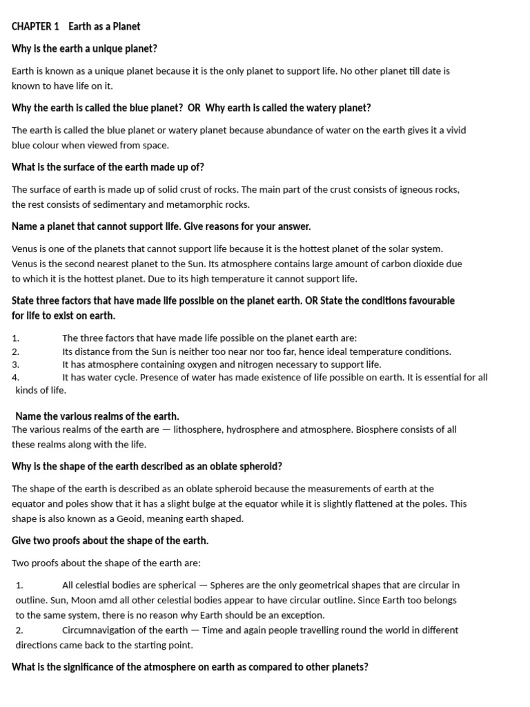CHAPTER 1 Earth As A Planet | PDF | Longitude | Latitude