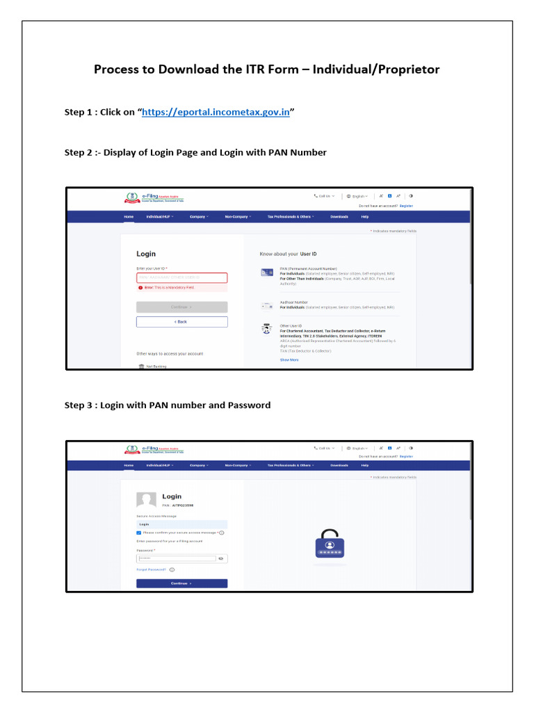 Download ITR Form for Individuals | PDF