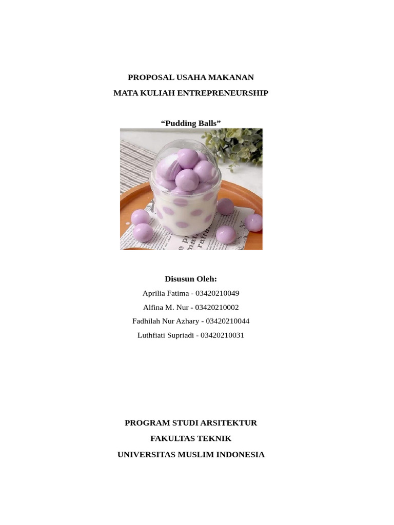 Rencana Usaha Pudding Balls | PDF