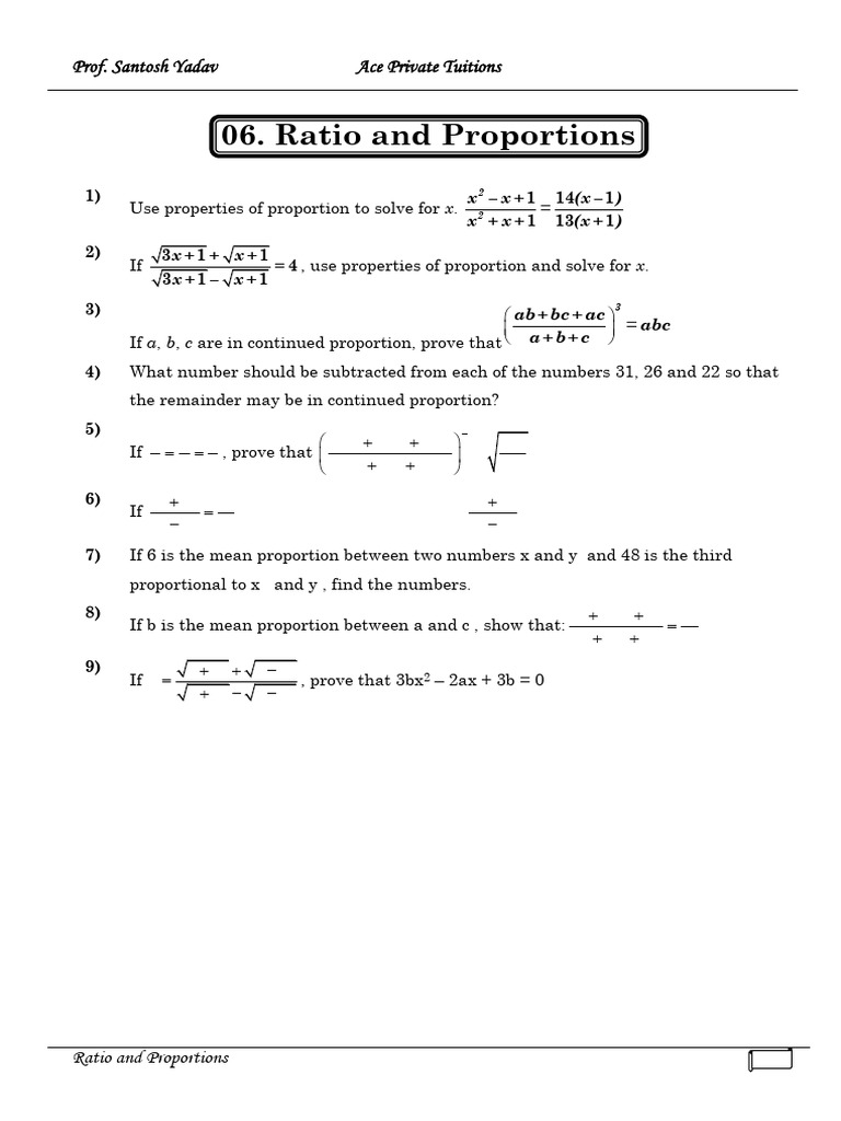 Ratio and Proportions QP (1) Grade 10 | PDF