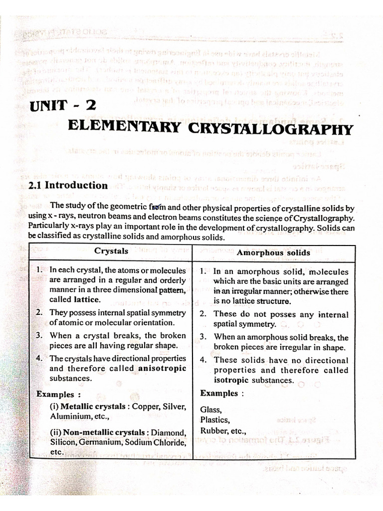 Unit 1 - Elementary Crystallography | PDF