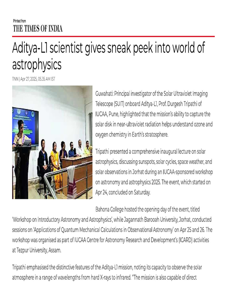 Aditya L1 Scientist Gives Sneak Peek Into World of Astrophysics_TOI ...