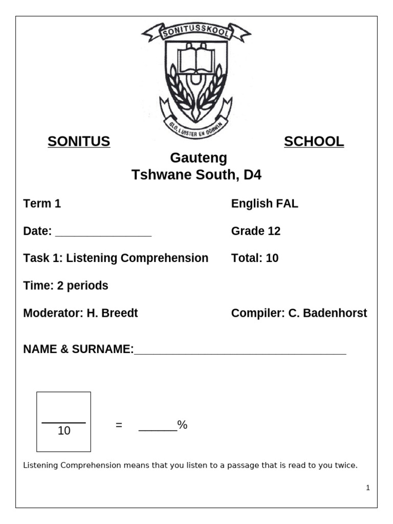 Grade 12 Listening Comprehension Task | PDF | Human Diseases And ...