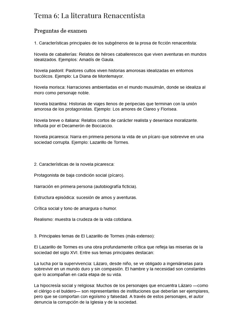 Preguntas de Literatura | PDF | Novelas | Don Quijote