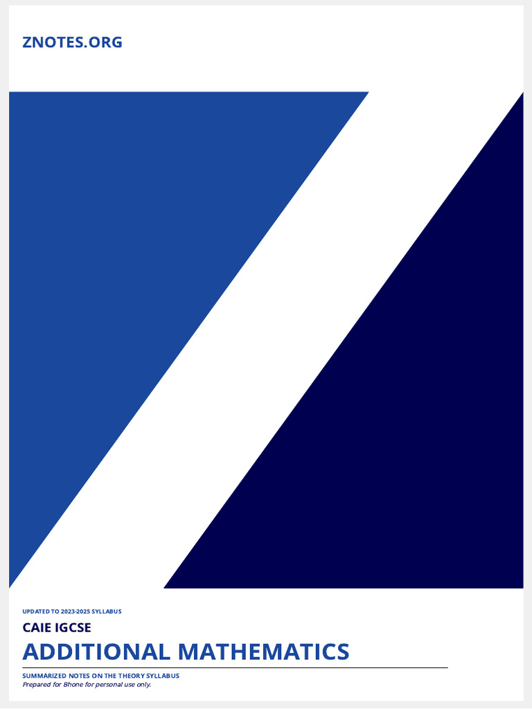 CAIE IGCSE Additional Mathematics Theory | PDF | Factorization | Function (Mathematics)