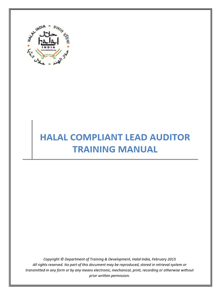 Halal India HCLA Manual 2021 | PDF | Food Safety | Audit