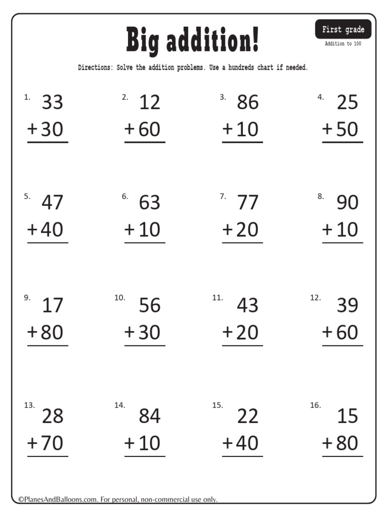 Adding Multiples of Ten First Grade | PDF