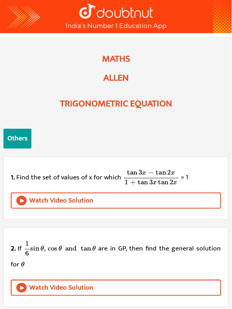 Books Doubtnut Question Bank | PDF | Trigonometric Functions | Equations