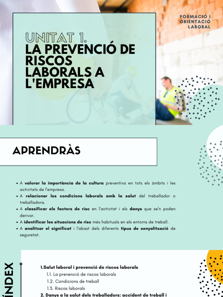 Unitat 1. La prevenció de riscos laborals a l'empresa | PDF