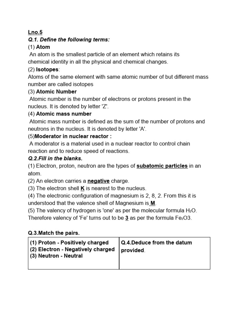 8th Science.. Objective 5,6,7,8,10 | PDF | Atoms | Chemical Compounds