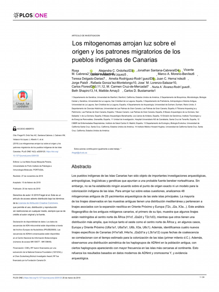 2019 - Mitogenomes Fregel Et Al 3 | PDF | Adn mitocondrial | Secuencia ADN
