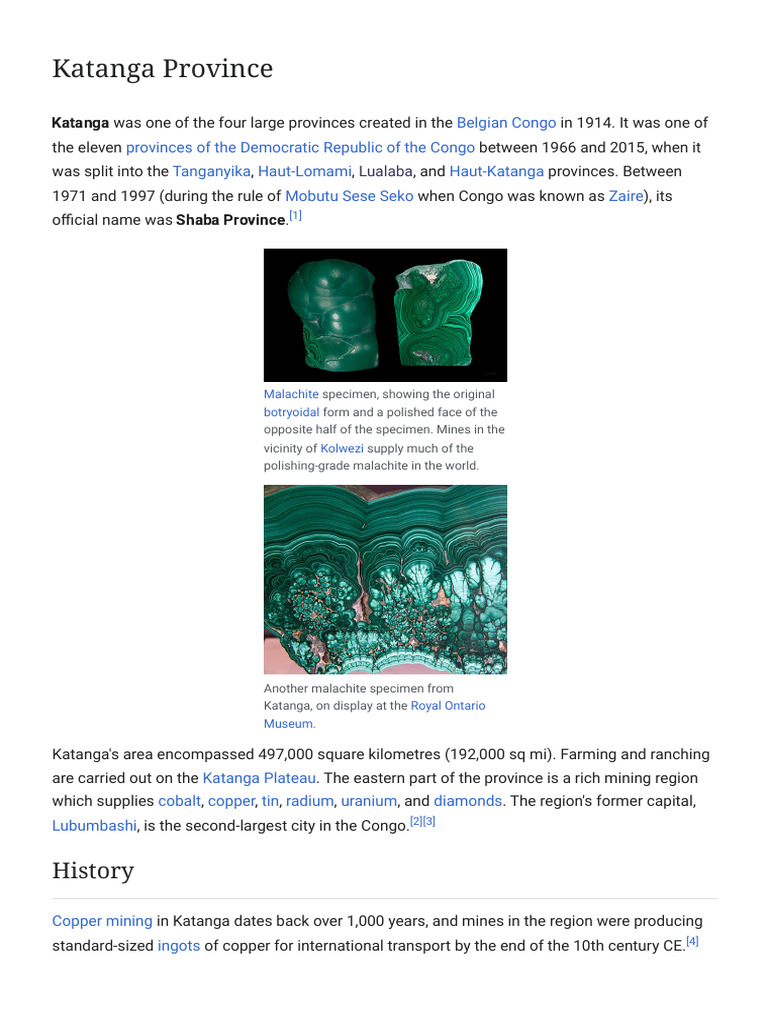 History of Katanga Province, Congo | PDF | Democratic Republic Of The Congo