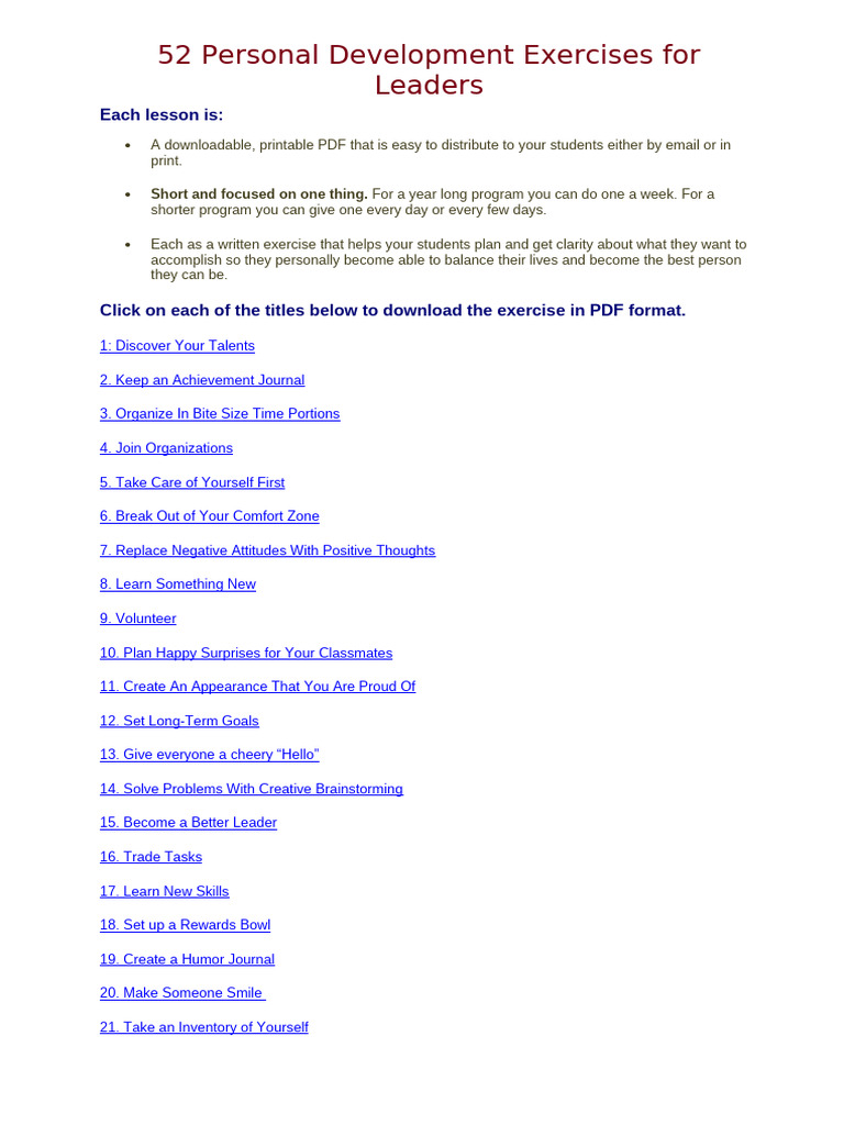 52 Leadership Development Exercises | PDF