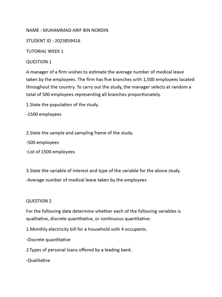 Tutorial Week 1 | PDF