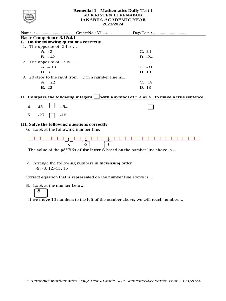 1st Daily Test-Remedial | PDF | Mathematical Objects | Mathematics