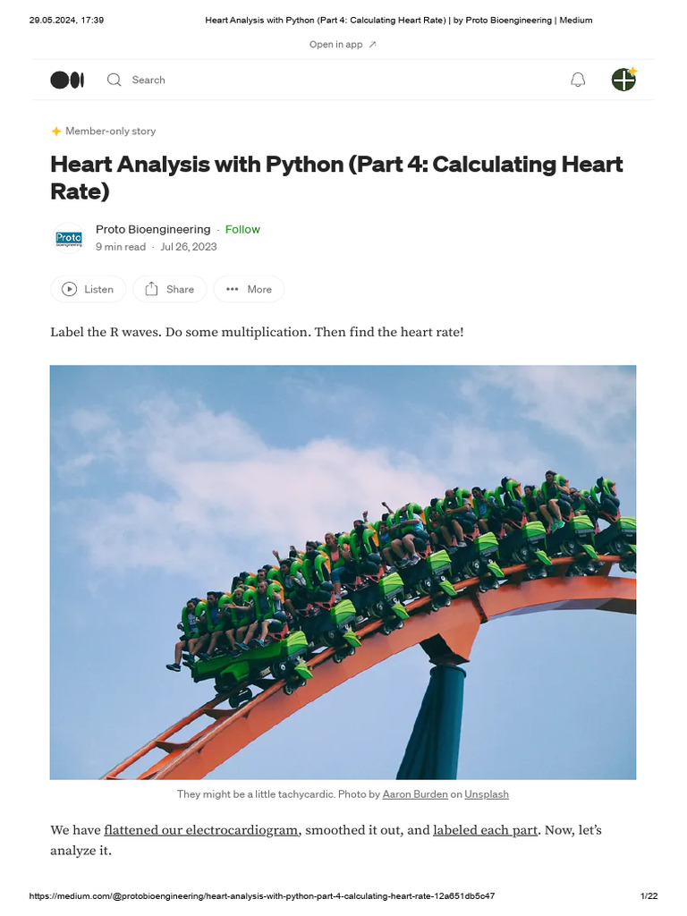 Heart Analysis With Python (Part 4 - Calculating Heart Rate) - by Proto Bioengineering - Medium ...