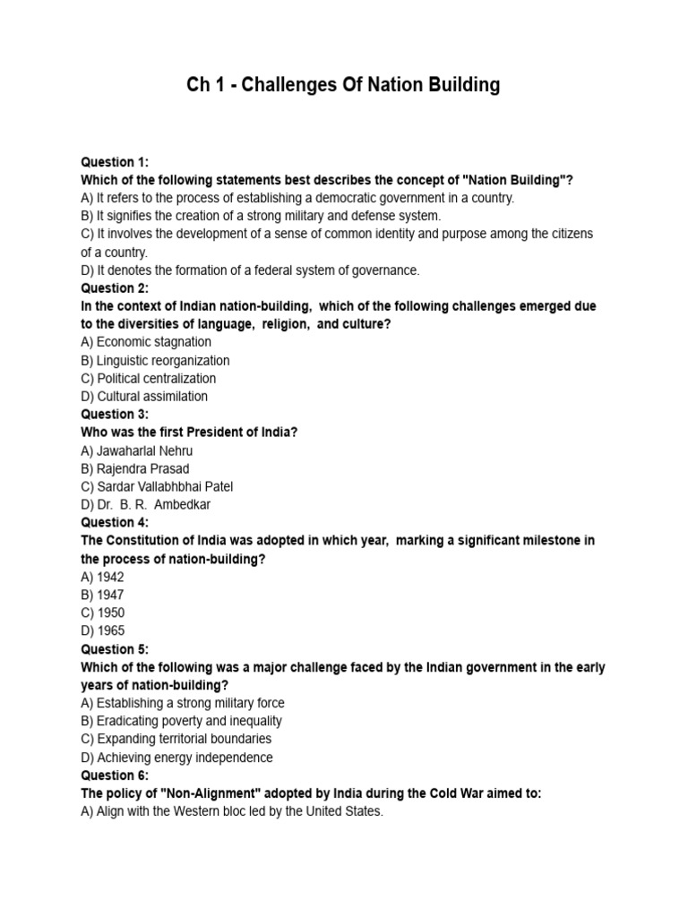 Key Concepts of Indian Nation Building | PDF | Political Science