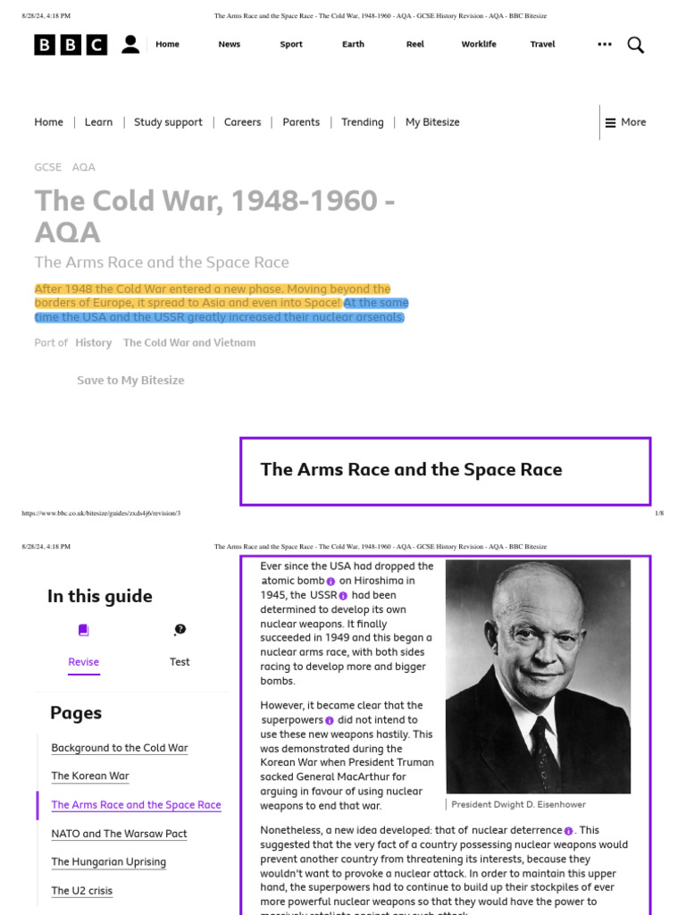 The Arms Race and The Space Race - The Cold War, 1948-1960 - AQA - GCSE ...