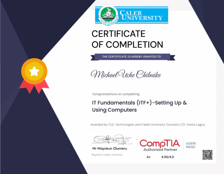 Certificate For Michael Uche Chibuike | PDF