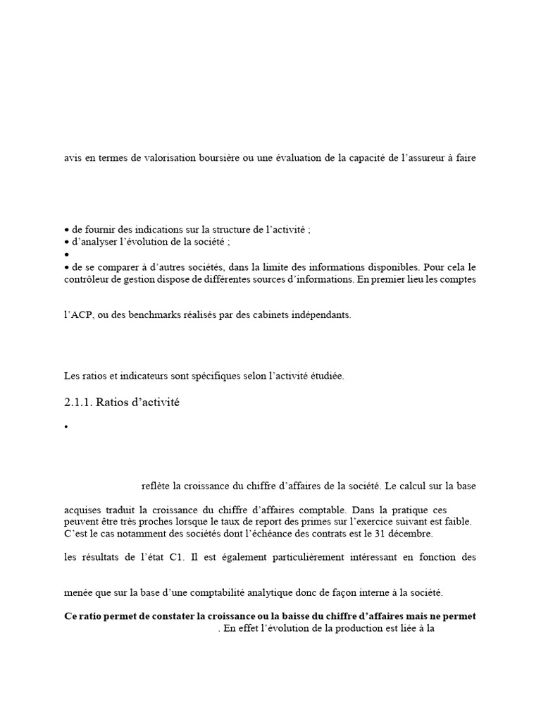 Ratios clés en assurance vie et non vie | PDF | Capitaux propres ...