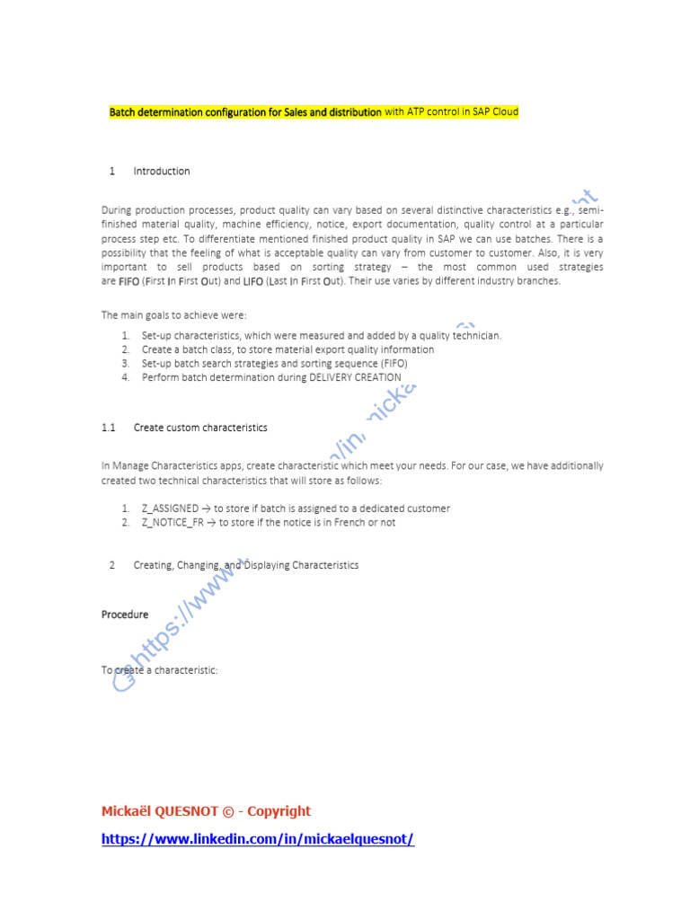 GU - SAP S4 HANA CLOUD - Batch Determination Configuration For Sales and Distribution With ATP ...