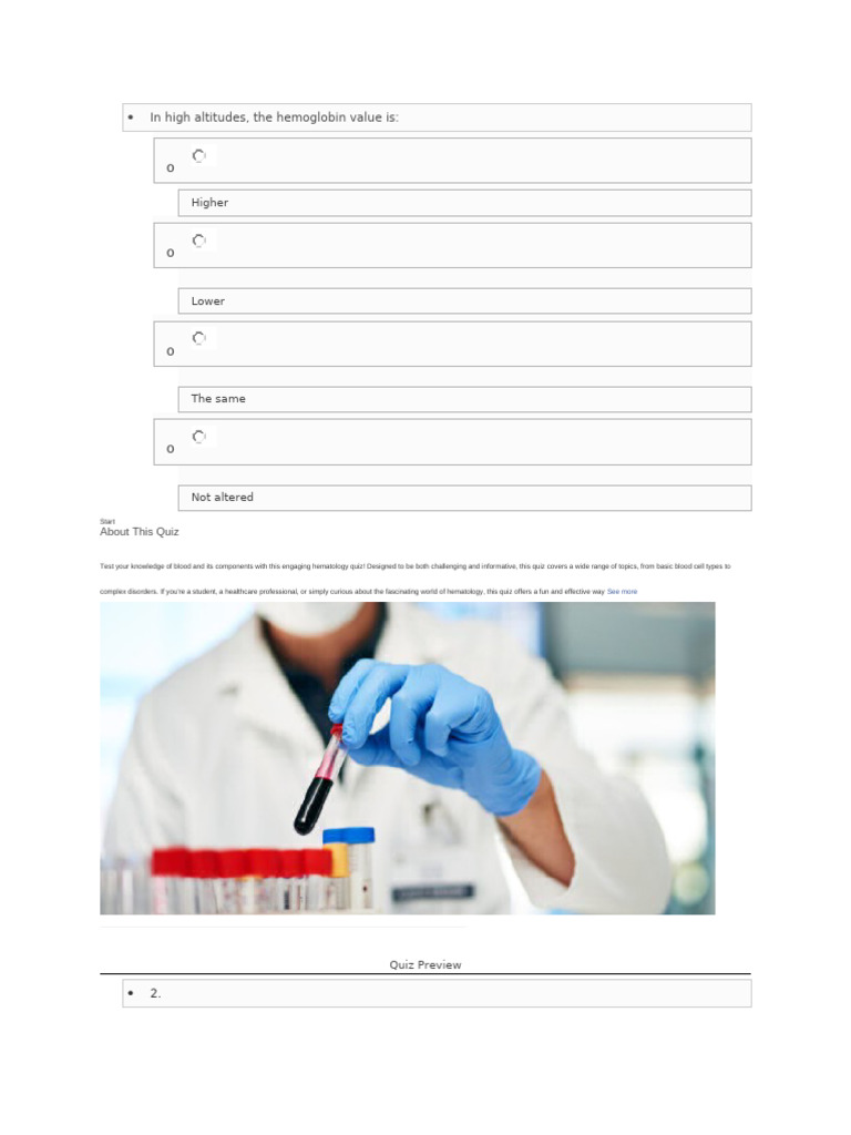 Hematology MCQ and Answes Descr. | PDF | White Blood Cell | Lymphocyte