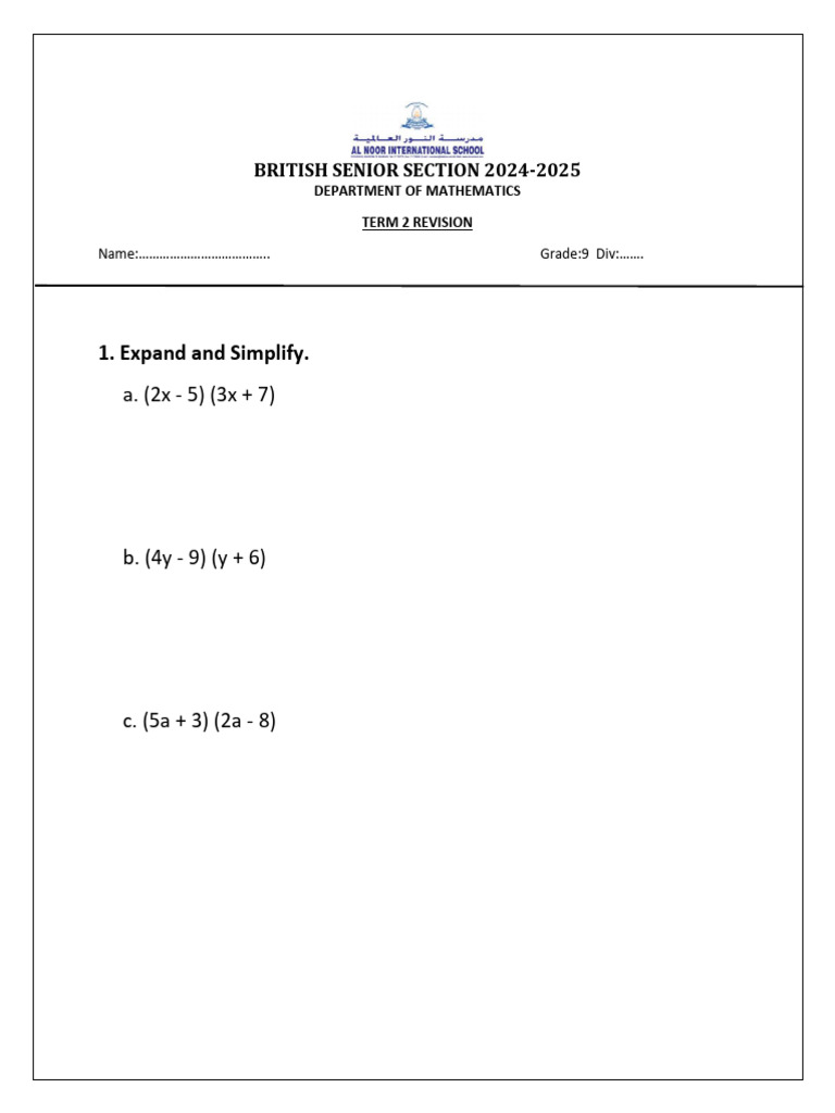 MATH TERM-2 Revision | PDF