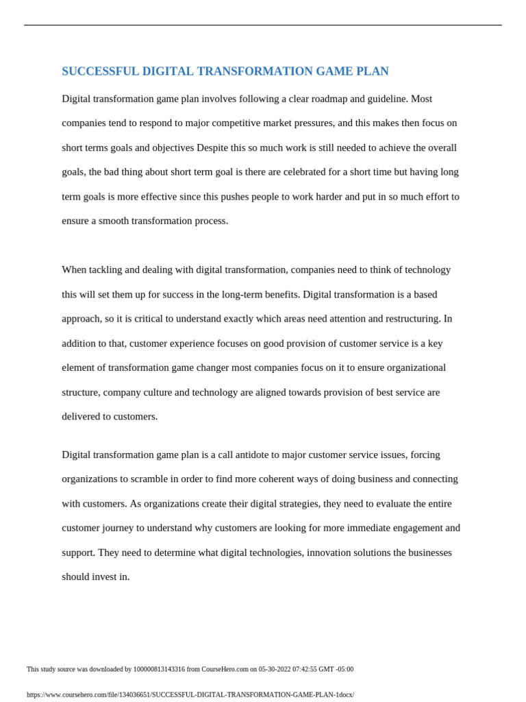 Successful Digital Transformation Game Plan 1 | PDF | Computer Security | Security