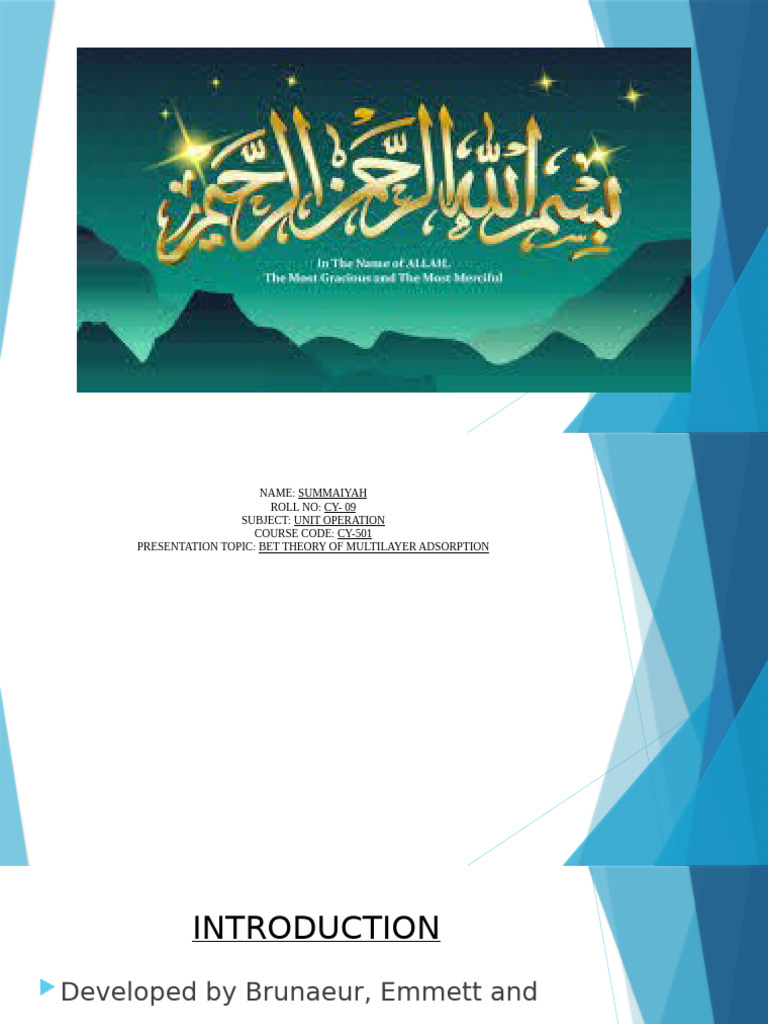 Bet Theory Presentation | PDF | Adsorption | Condensed Matter Physics