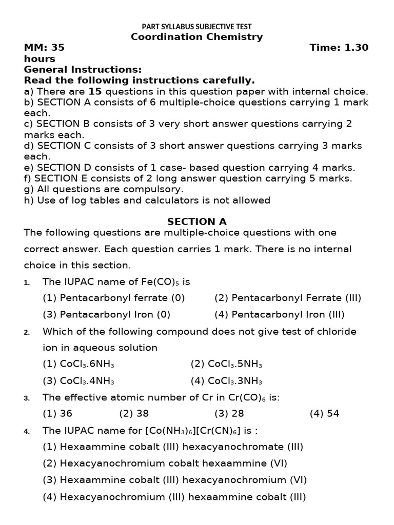 Part Syllabus Theory Test Coordination Compounds 27-04-2025 - Final ...