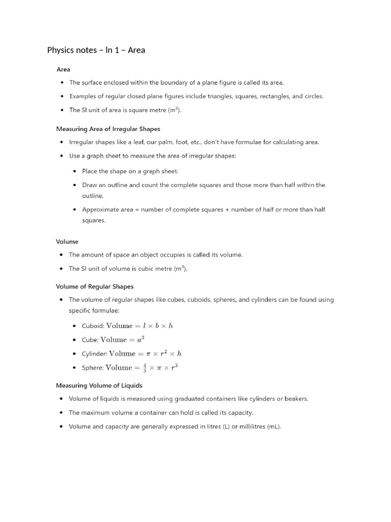 physics-AREA - (Grade7) | PDF
