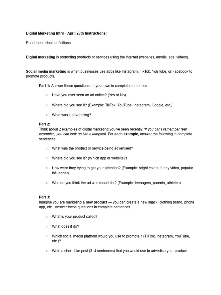 Digital Marketing Assignment | PDF