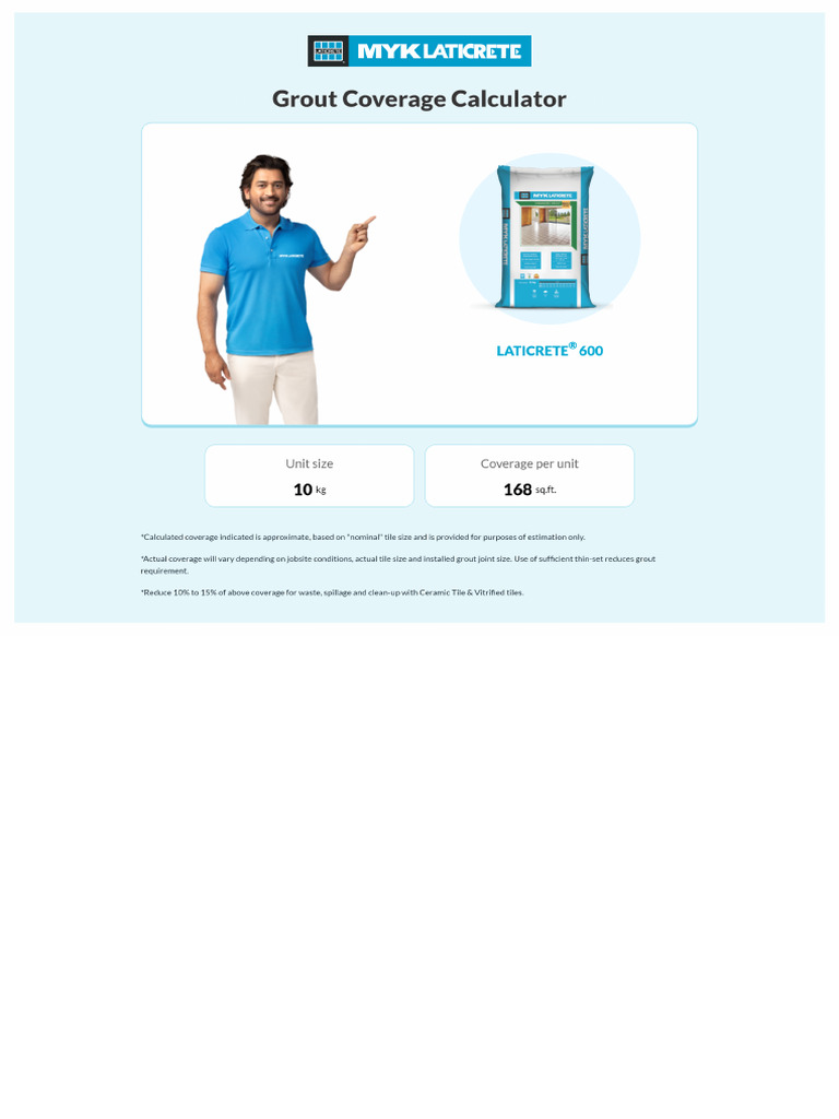 Grout Coverage Calculator Result | PDF