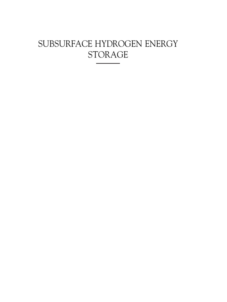 Title Page 2025 Subsurface Hydrogen Energy Storage | PDF