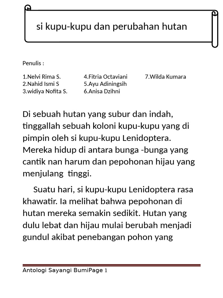 Template Cerpen Antologi Sayangi Bumi - Docx Kelompok 1 | PDF