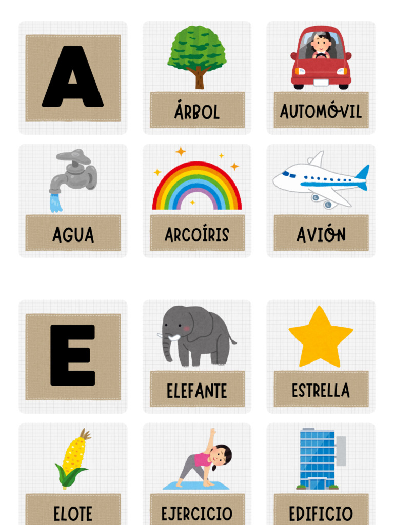 Tarjetas Educativas de Las Vocales Ilustrado Colorido | PDF