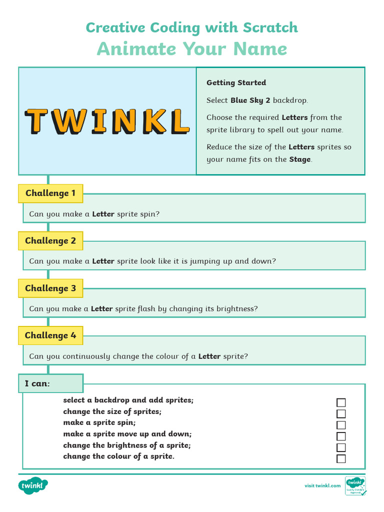 Animate Your Name in Scratch | PDF