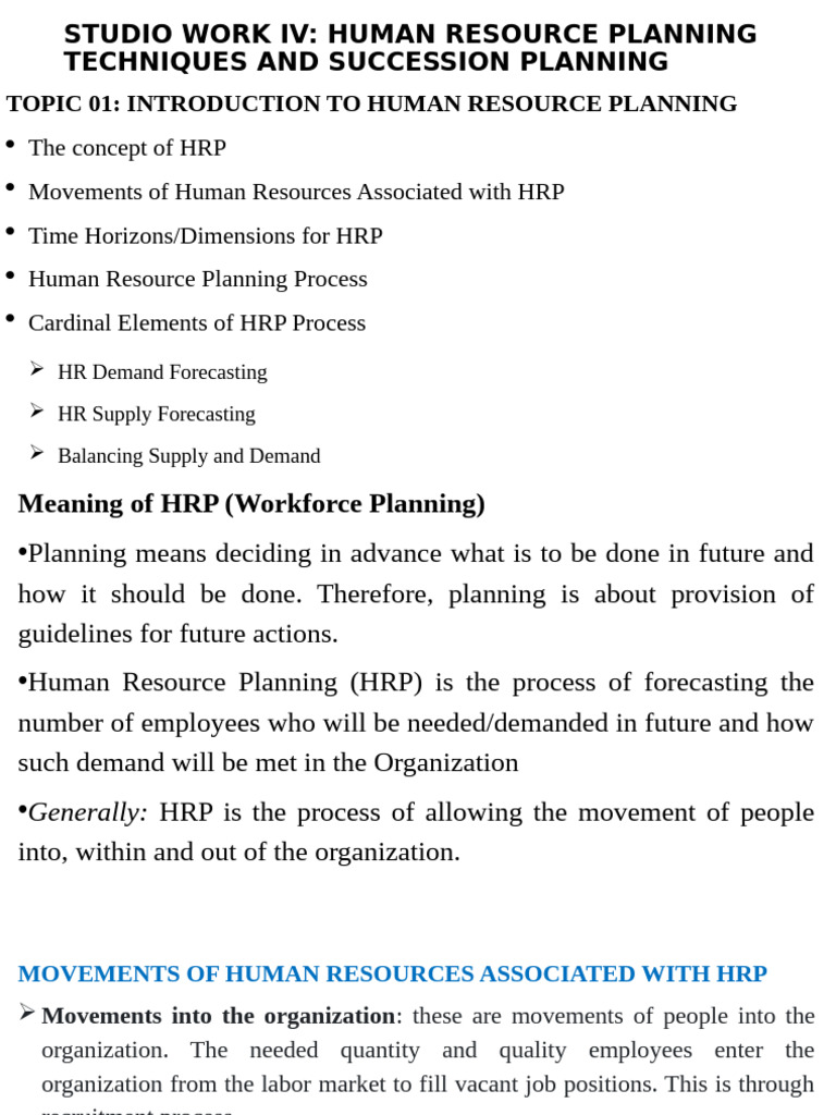 HRP Topic 1, Introduction To HRP | PDF | Human Resource Management ...